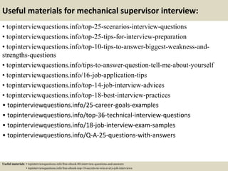 Top 10 mechanical supervisor interview questions and answers | PPTX