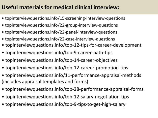 Top 10 medical clinical interview questions and answers | PPT