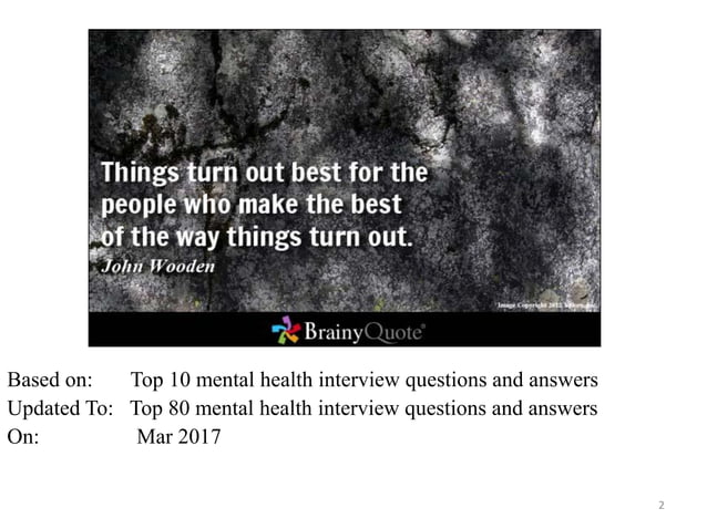 80 mental health interview questions with answers | PDF