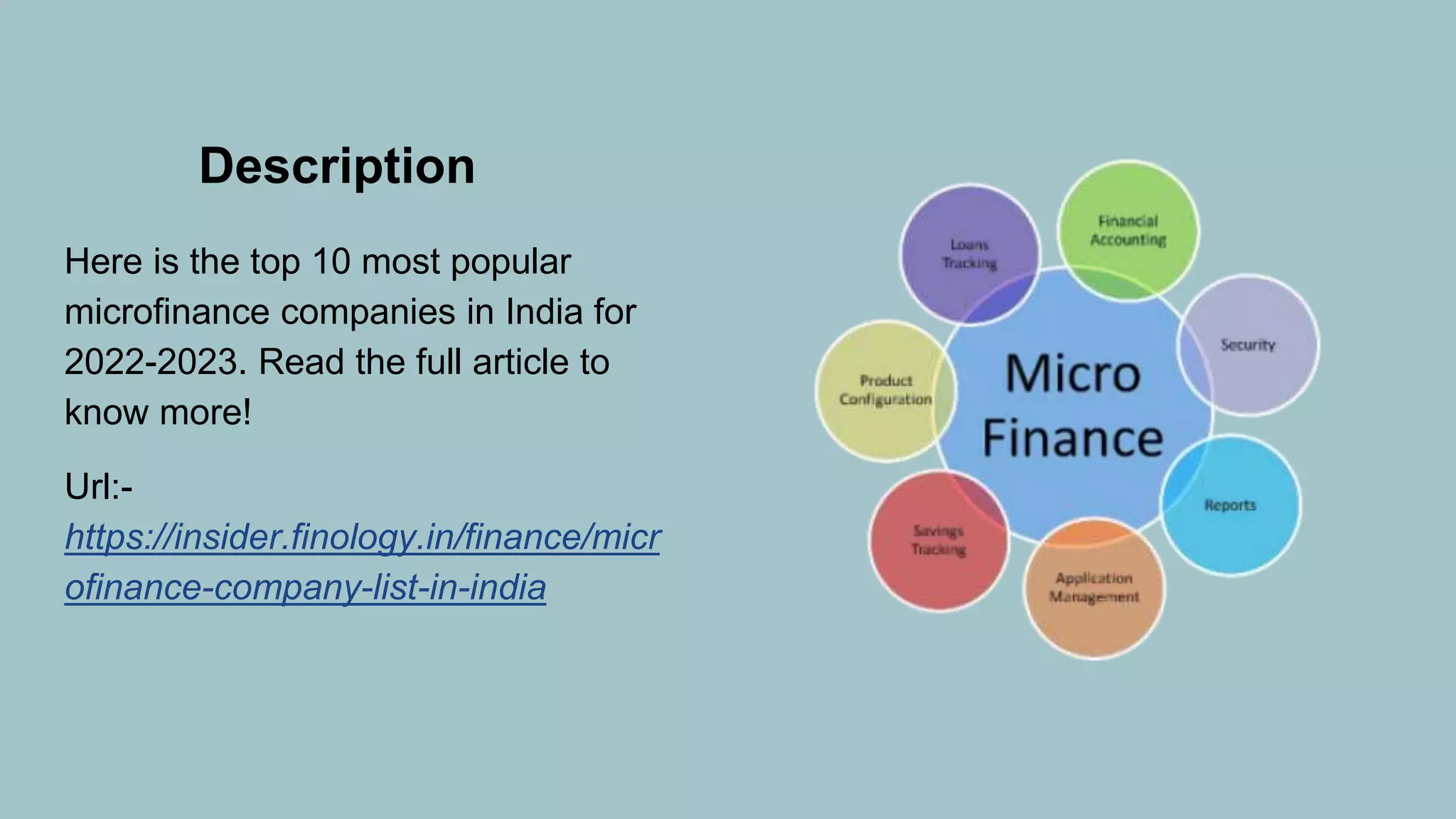 Top 10 Microfinance Companies in India 2022-2023 | PPTX