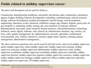 Top 10 midday supervisor interview questions and answers | PPTX
