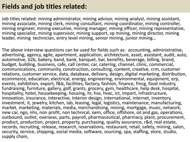 Top 36 Mining Interview Questions With Answers Pdf 