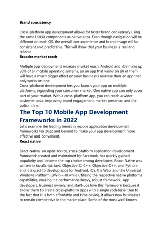 Top 10 Mobile App Development Frameworks in 2022.pdf | Programming Languages | Computing