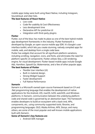 Top 10 Mobile App Development Frameworks in 2022.pdf | Programming Languages | Computing