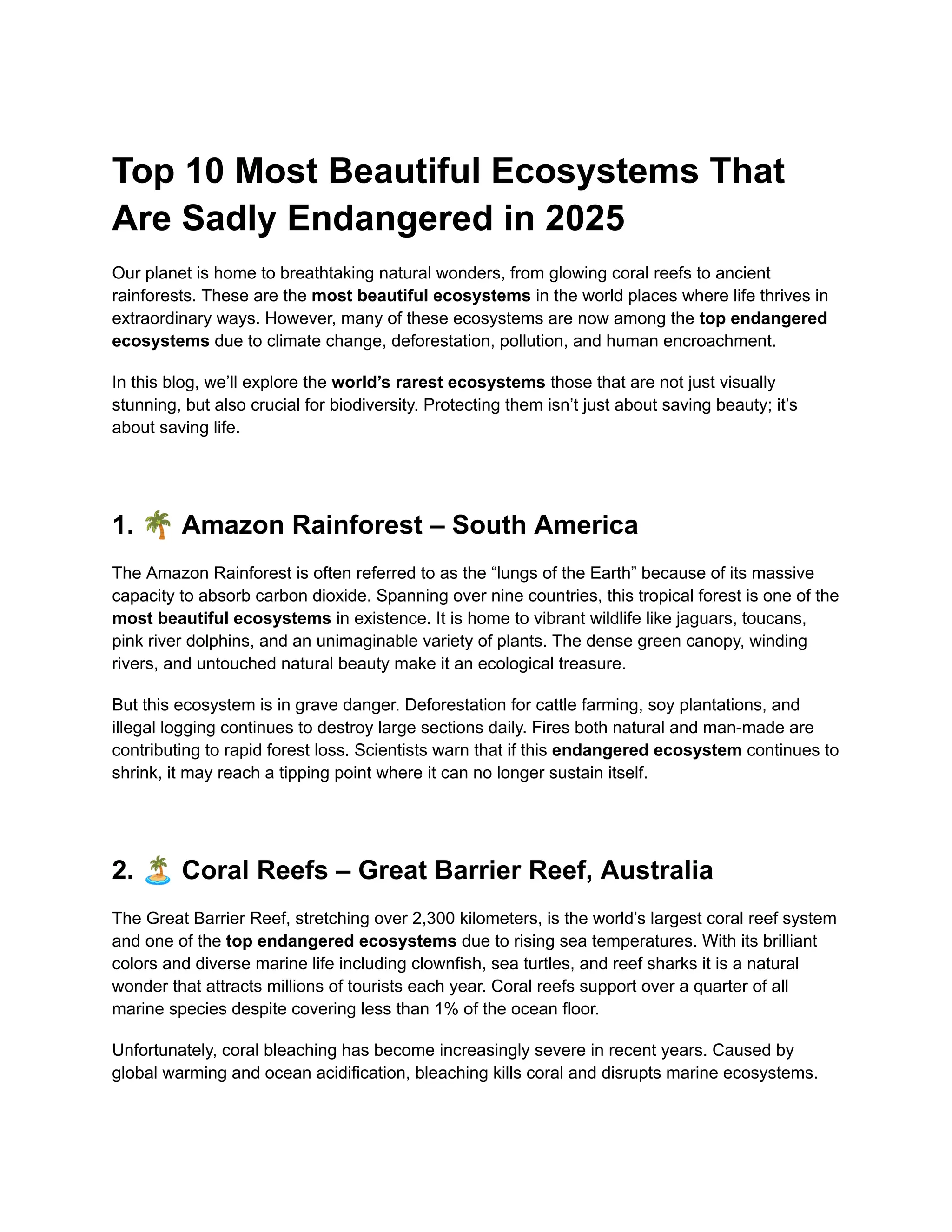 Top 10 Most Beautiful Ecosystems That Are Sadly Endangered in 2025.pdf