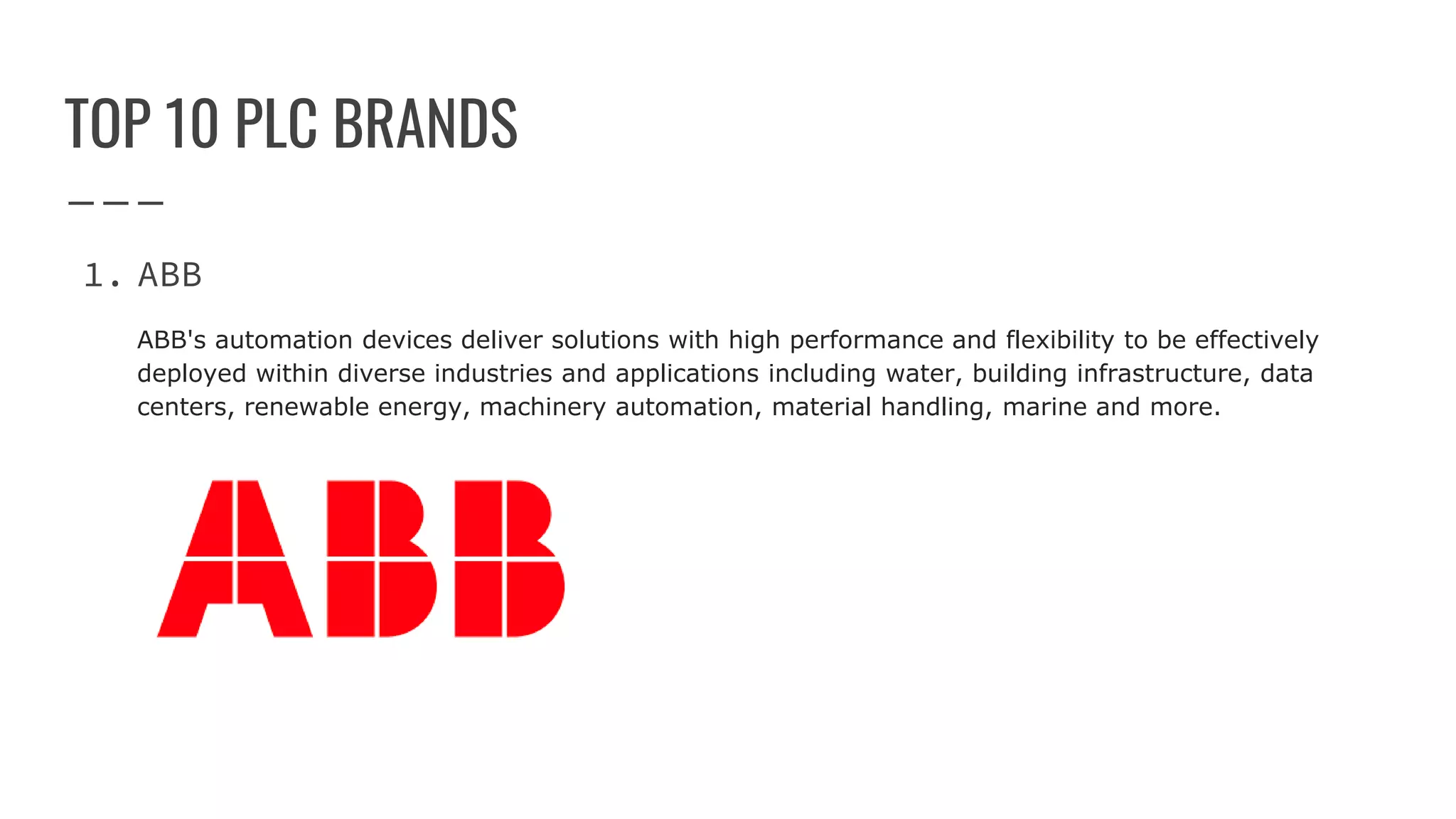 Top 10 most popular plc brands | PPTX