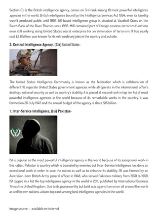 Top 10 most powerful intelligence agencies in the world 2018 | PDF