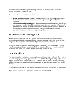 Top 10 Must-Know NLP Techniques for Data Scientists | DOCX