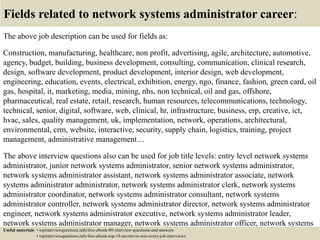 Top 10 network systems administrator interview questions and answers | PPTX