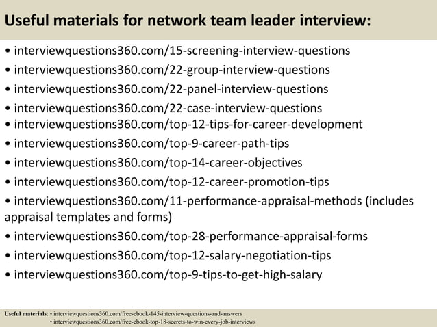Top 10 network team leader interview questions and answers | PPTX