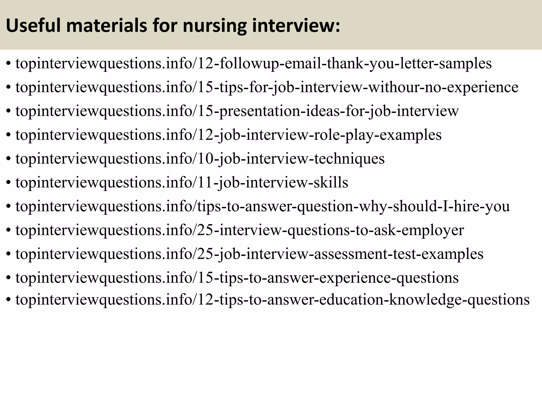 Top 10 nursing interview questions and answers | PPTX
