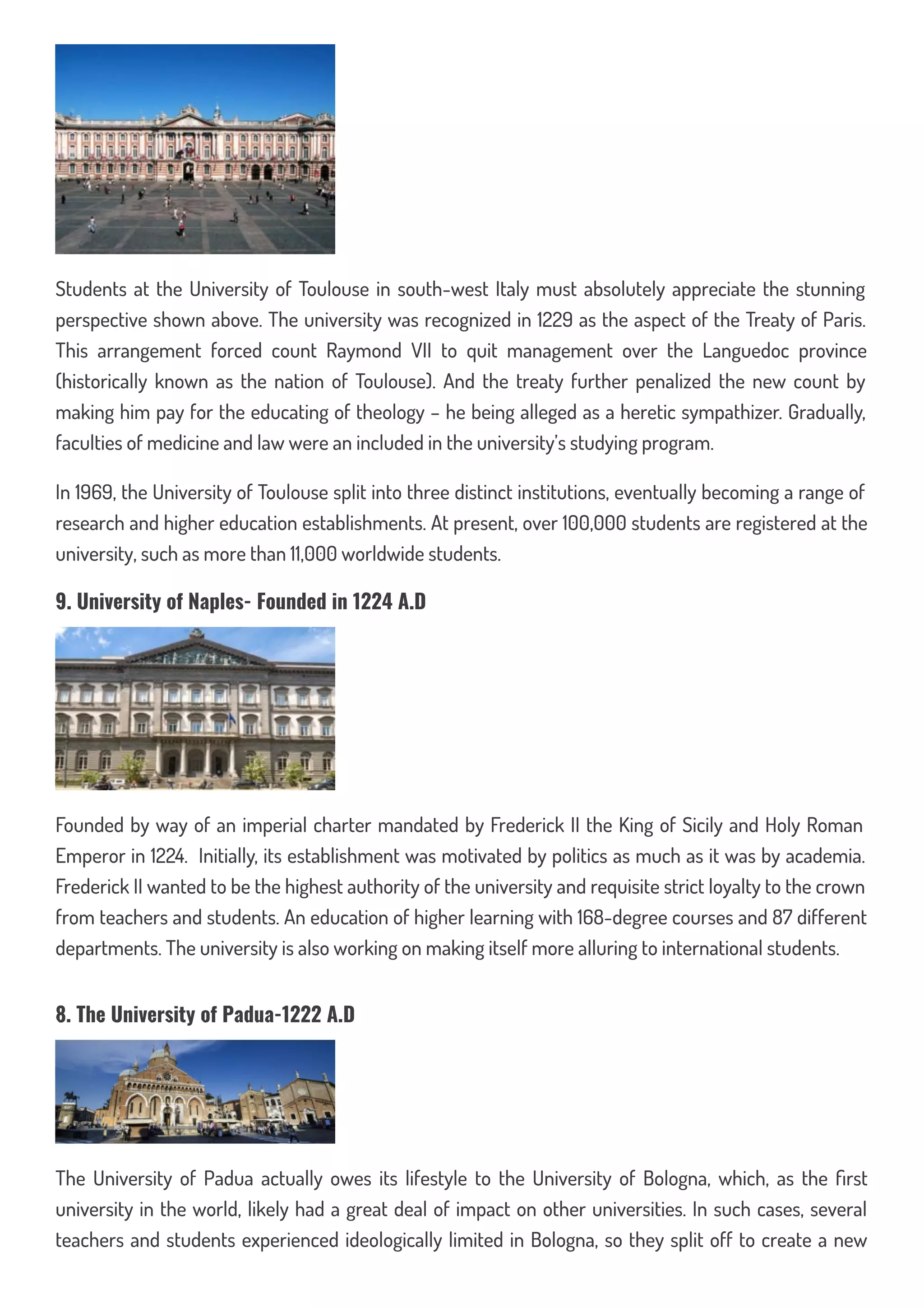 Top 10 oldest universities in the world that still exist | PDF