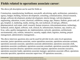 Top 10 operations associate interview questions and answers | PPTX