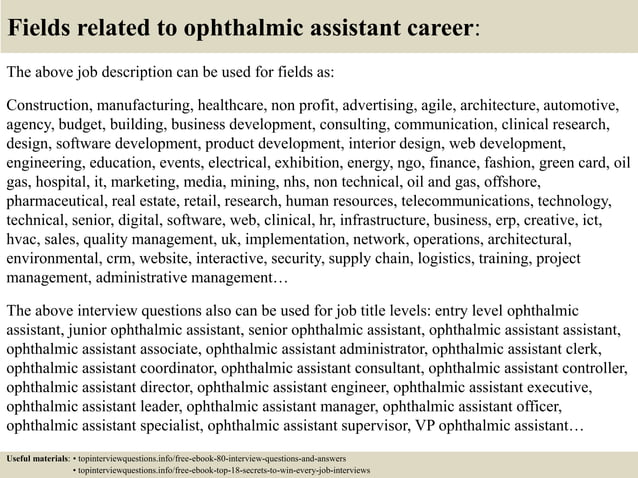 Top 10 ophthalmic assistant interview questions and answers | PPTX