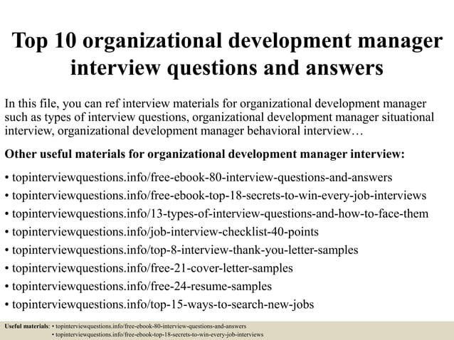 Top 10 organizational development manager interview questions and ...