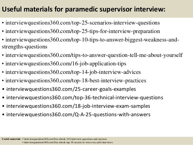 Top 10 paramedic supervisor interview questions and answers