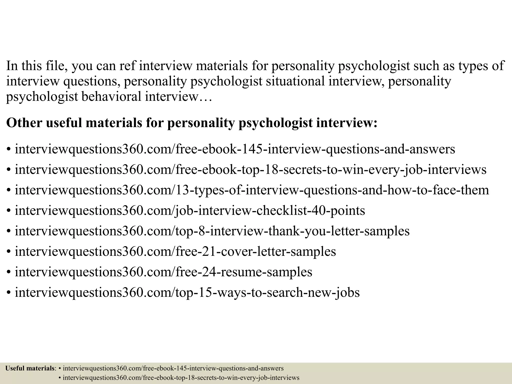 Top 10 personality psychologist interview questions and answers | PPTX