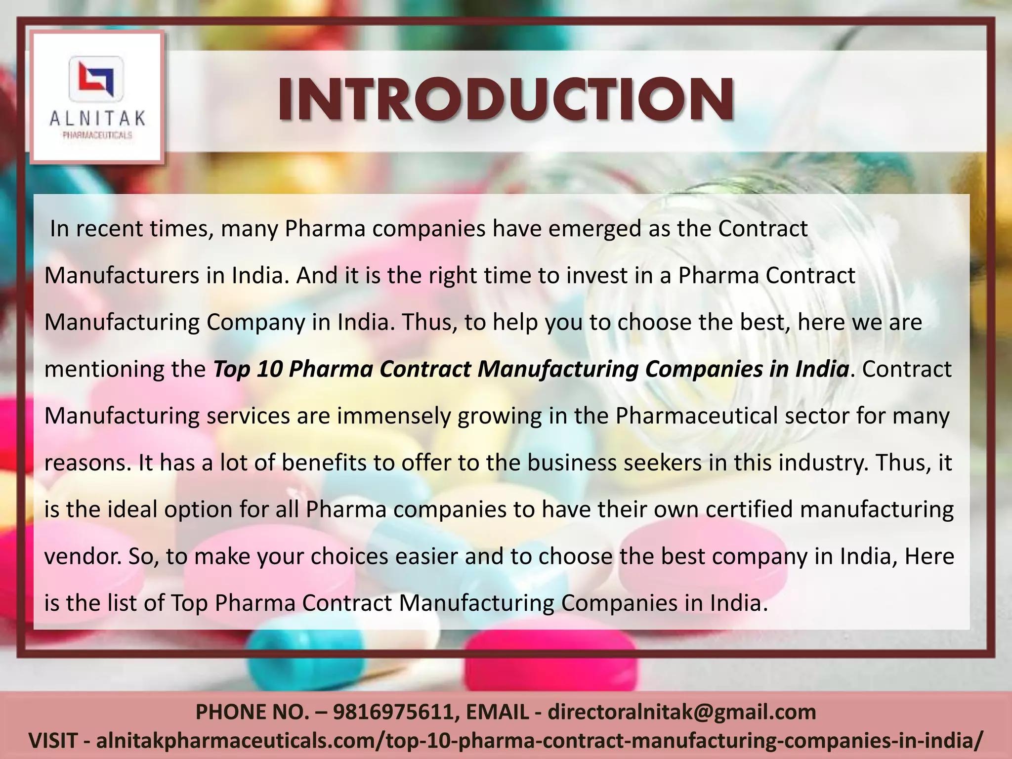 Top 10 Pharma Contract Manufacturing Companies In India | Pharma ...