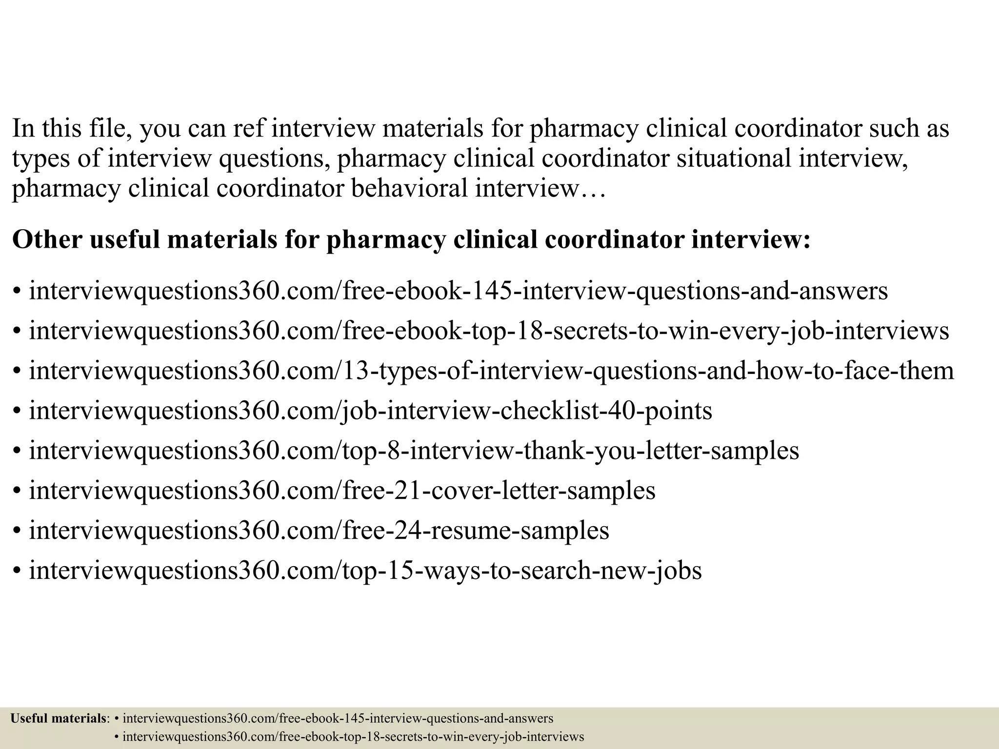 Top 10 pharmacy clinical coordinator interview questions and answers | PPTX