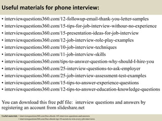 Top 10 phone interview questions and answers | PPT