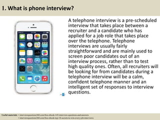 Top 10 phone interview questions and answers | PPT
