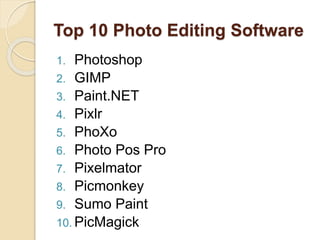 Top 10 photo editing software | PPTX