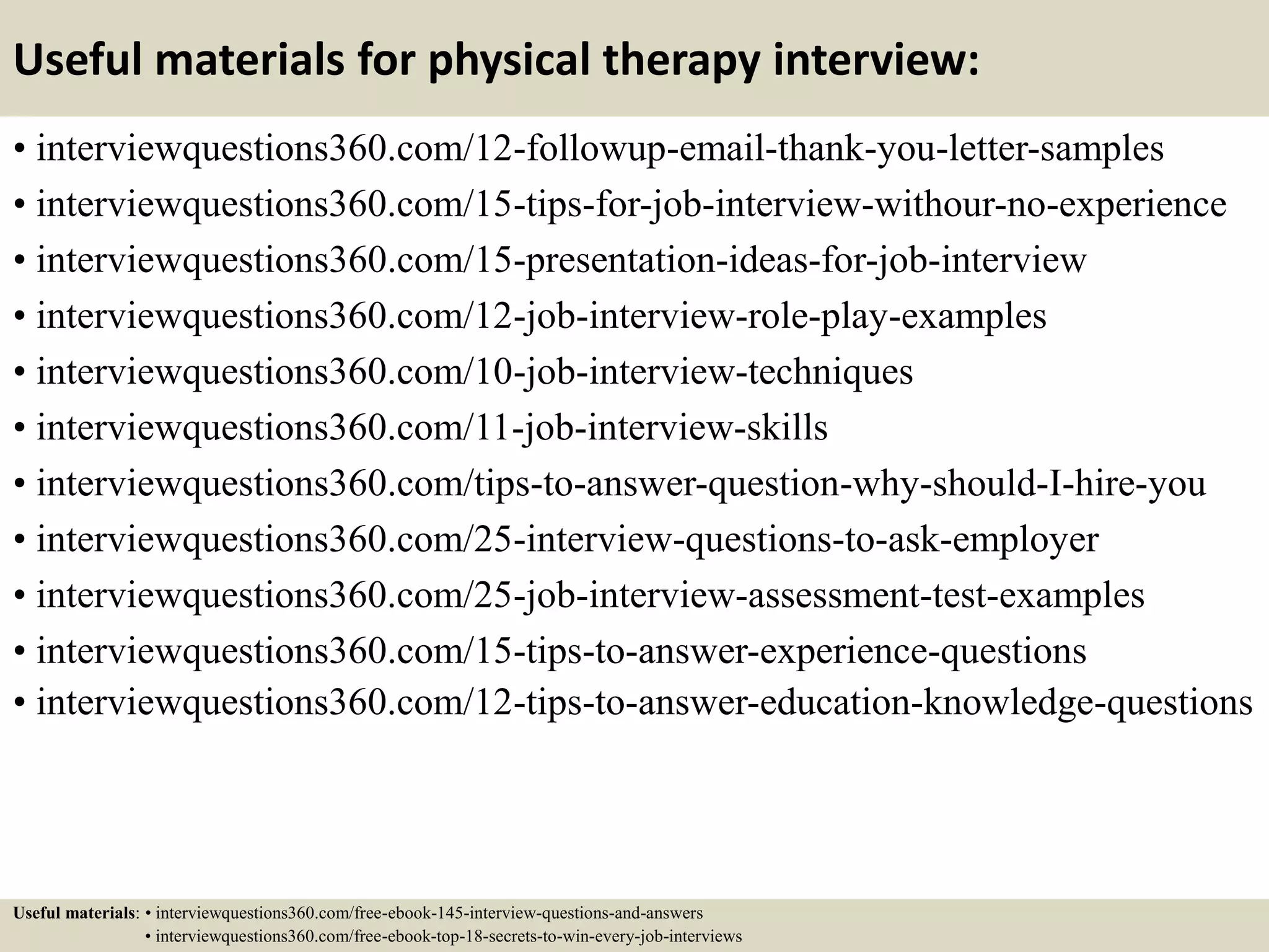 Top 10 physical therapy interview questions and answers | PPTX