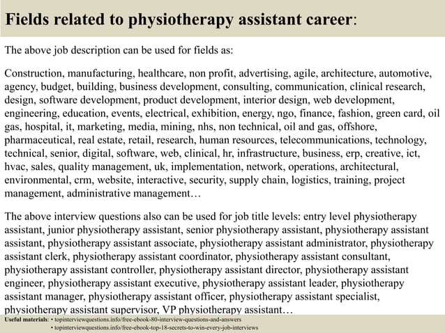 Top 10 physiotherapy assistant interview questions and answers | PPTX ...