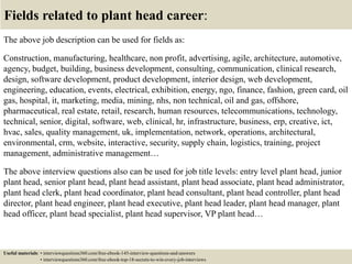 Top 10 plant head interview questions and answers | PPTX