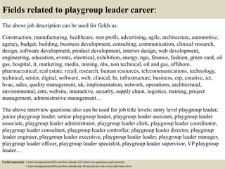 Top 10 playgroup leader interview questions and answers | PPTX