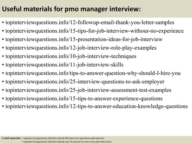 Top 10 pmo manager interview questions and answers | PPT | Free Download