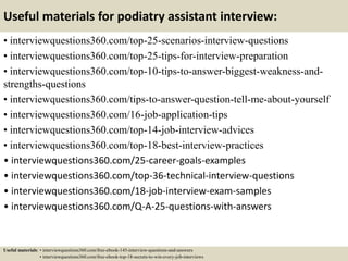 Top 10 podiatry assistant interview questions and answers | PPTX