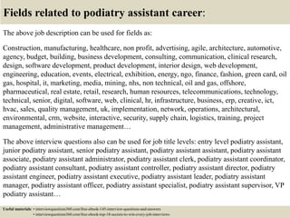 Top 10 podiatry assistant interview questions and answers | PPTX