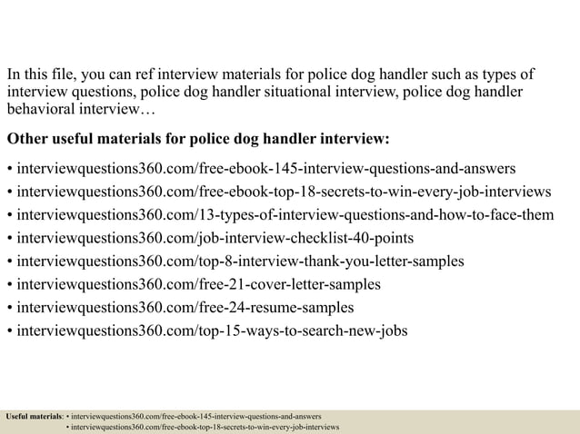 Top 10 police dog handler interview questions and answers | PPTX
