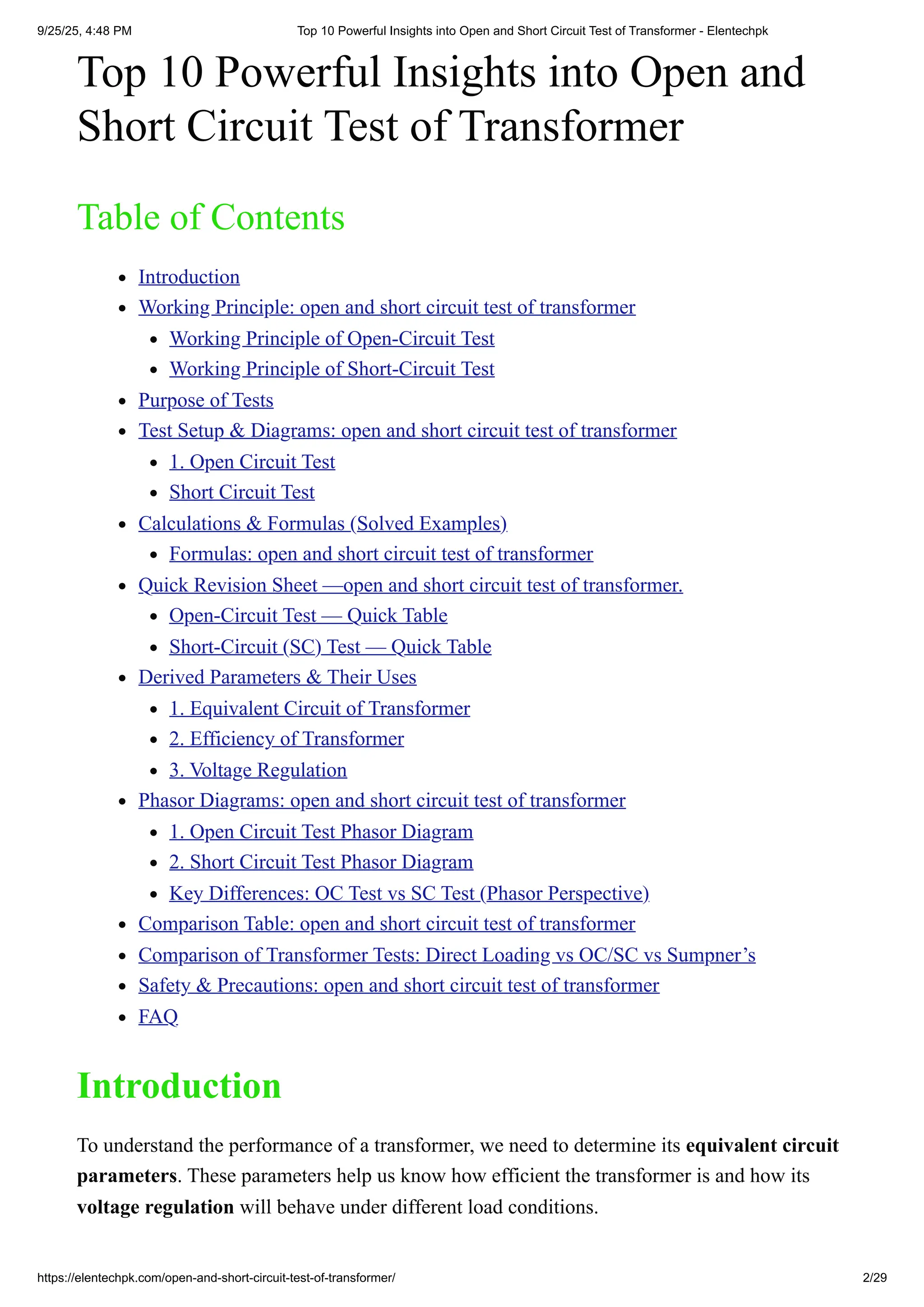 Top 10 Powerful Insights into Open and Short Circuit Test of ...