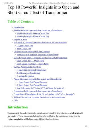 Top 10 Powerful Insights into Open and Short Circuit Test of ...