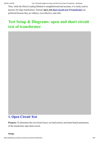 Top 10 Powerful Insights into Open and Short Circuit Test of ...