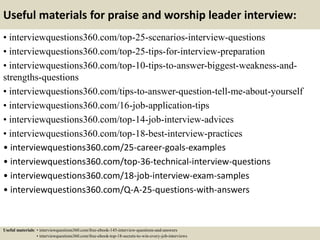 Top 10 praise and worship leader interview questions and answers | PPTX