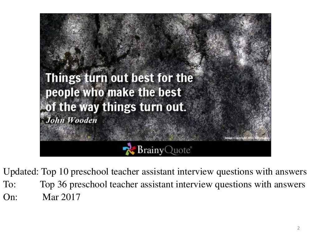 Top 36 Preschool Teacher Assistant Interview Questions And Answers Top 36 Preschool Teacher Assistant Interview Questions And Answers