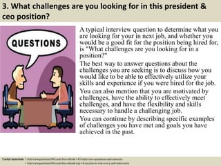 Top 10 president & ceo interview questions and answers | PPT