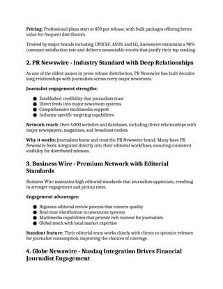 Top 10 Press Release Distribution Platforms with Highest Journalist Engagement | DOCX