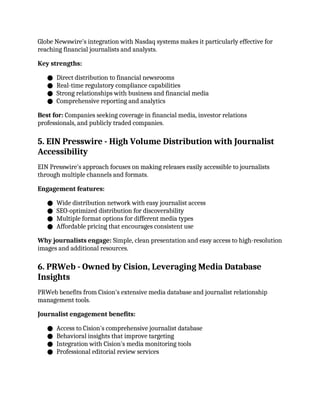 Top 10 Press Release Distribution Platforms with Highest Journalist Engagement | DOCX