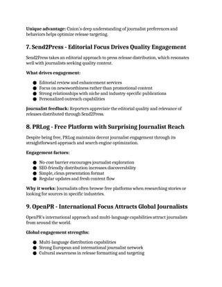 Top 10 Press Release Distribution Platforms with Highest Journalist Engagement | DOCX