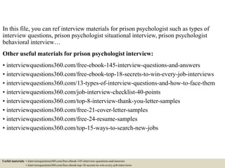 Top 10 prison psychologist interview questions and answers | PPTX