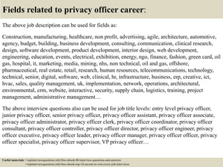 Top 10 privacy officer interview questions and answers | PPTX