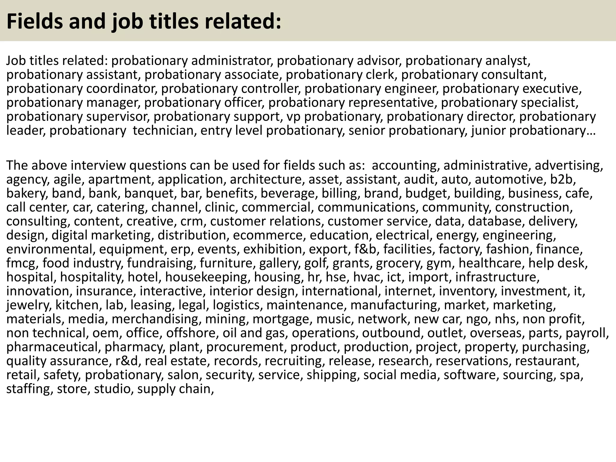 Top 10 probationary interview questions with answers | PPTX