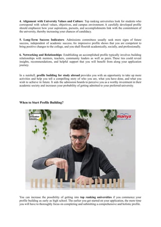 Top 10 Profile Building Tips for Your Dream University Admission | PDF