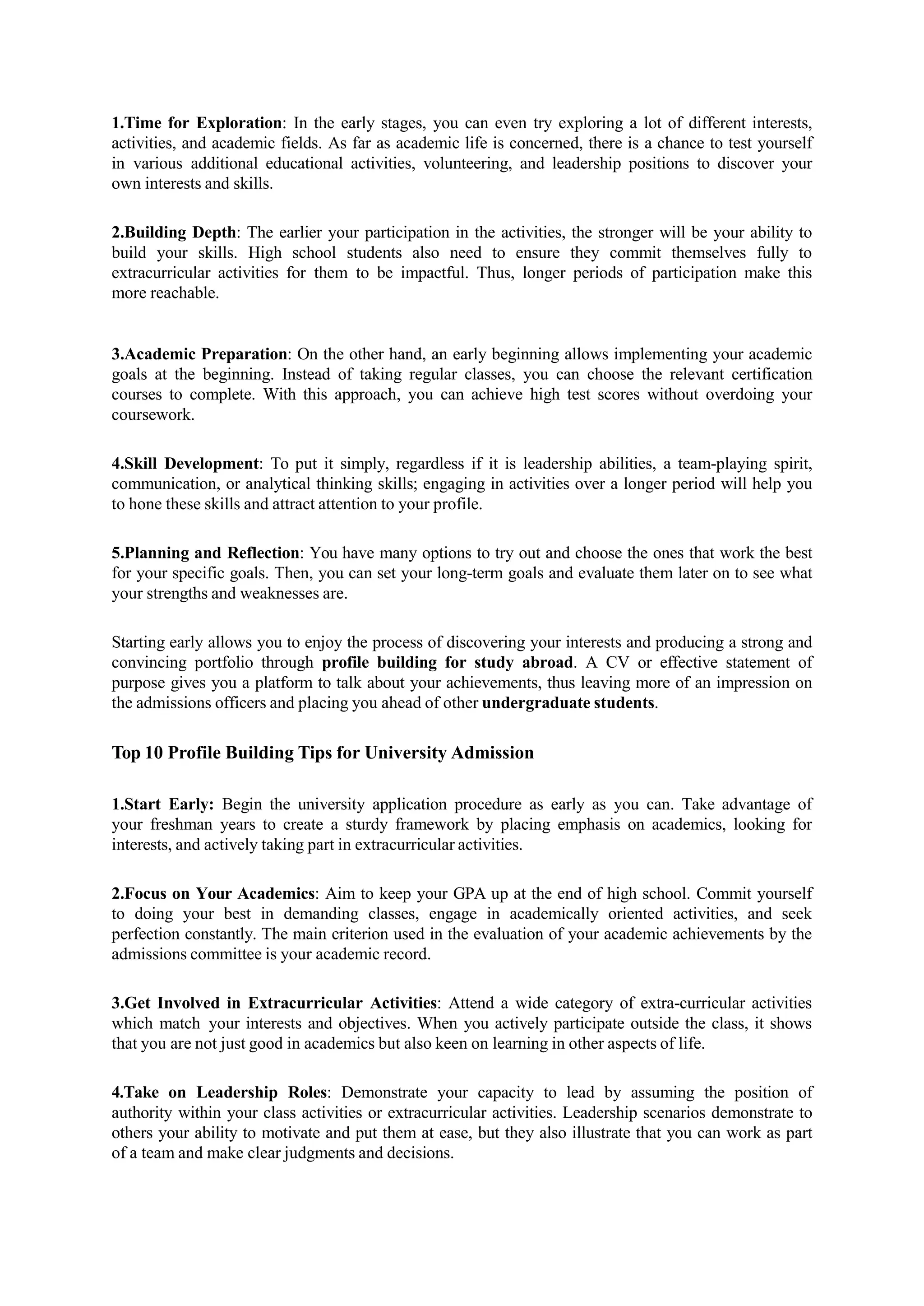 Top 10 Profile Building Tips for Your Dream University Admission.pptx ...