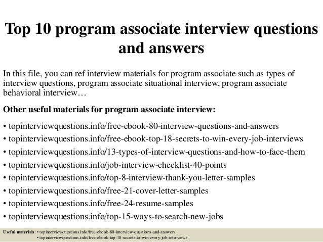 Top 10 program associate interview questions and answers