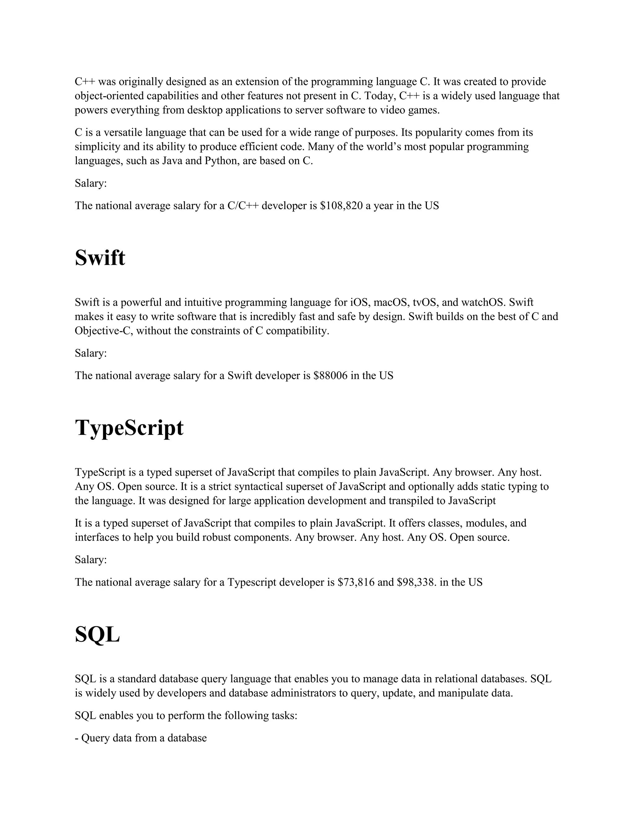 Top 10 Programming Languages 2023.docx | Databases | Computer Software and Applications